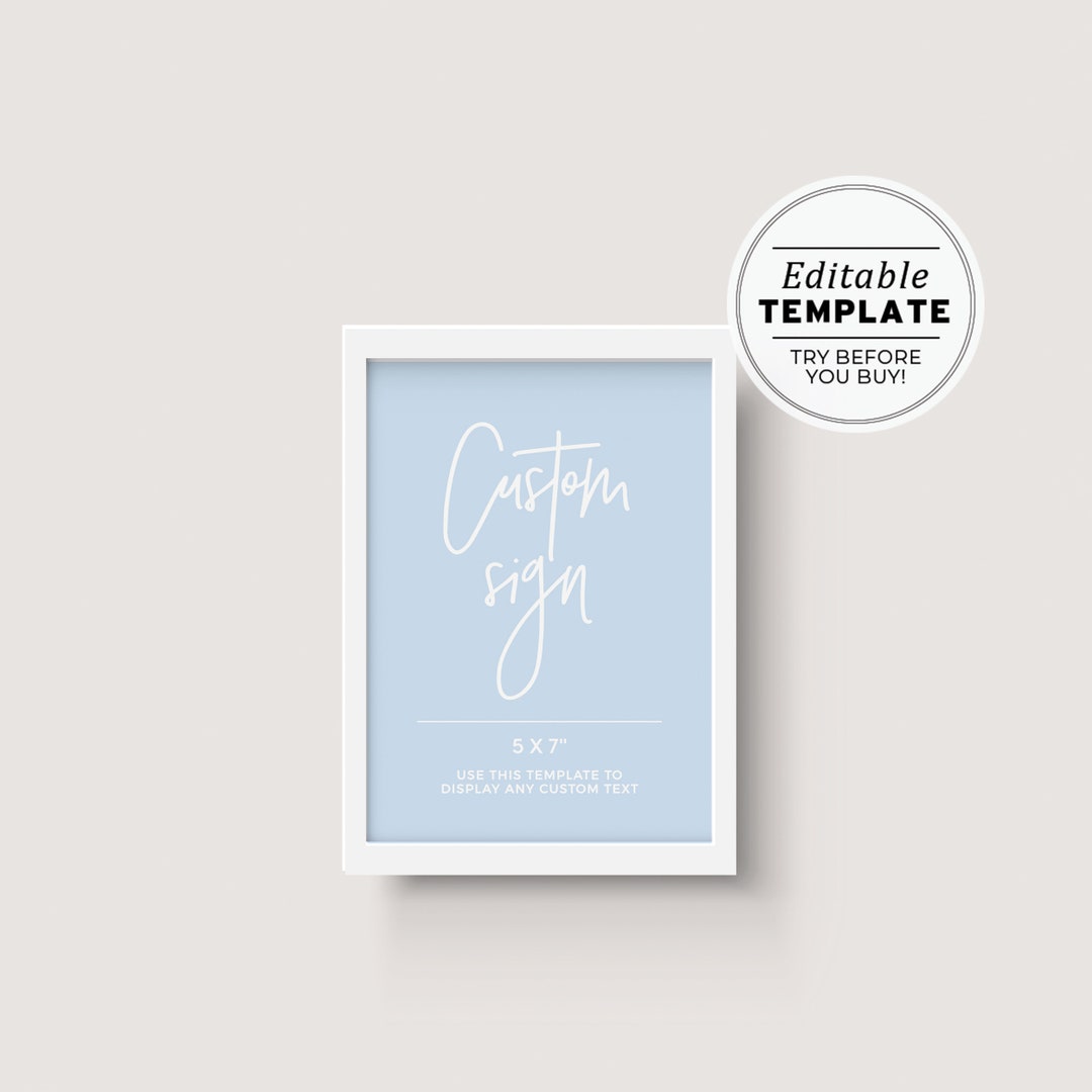 Plantilla imprimible de letrero en blanco personalizable, minimalista ...