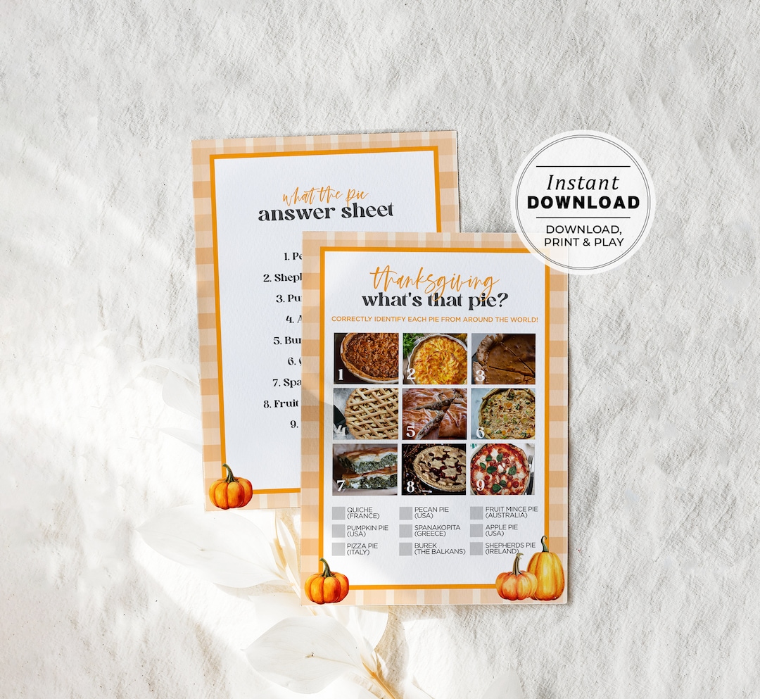 Thanksgiving What the Pie, Pie Guessing Game, Thanksgiving Family Game ...