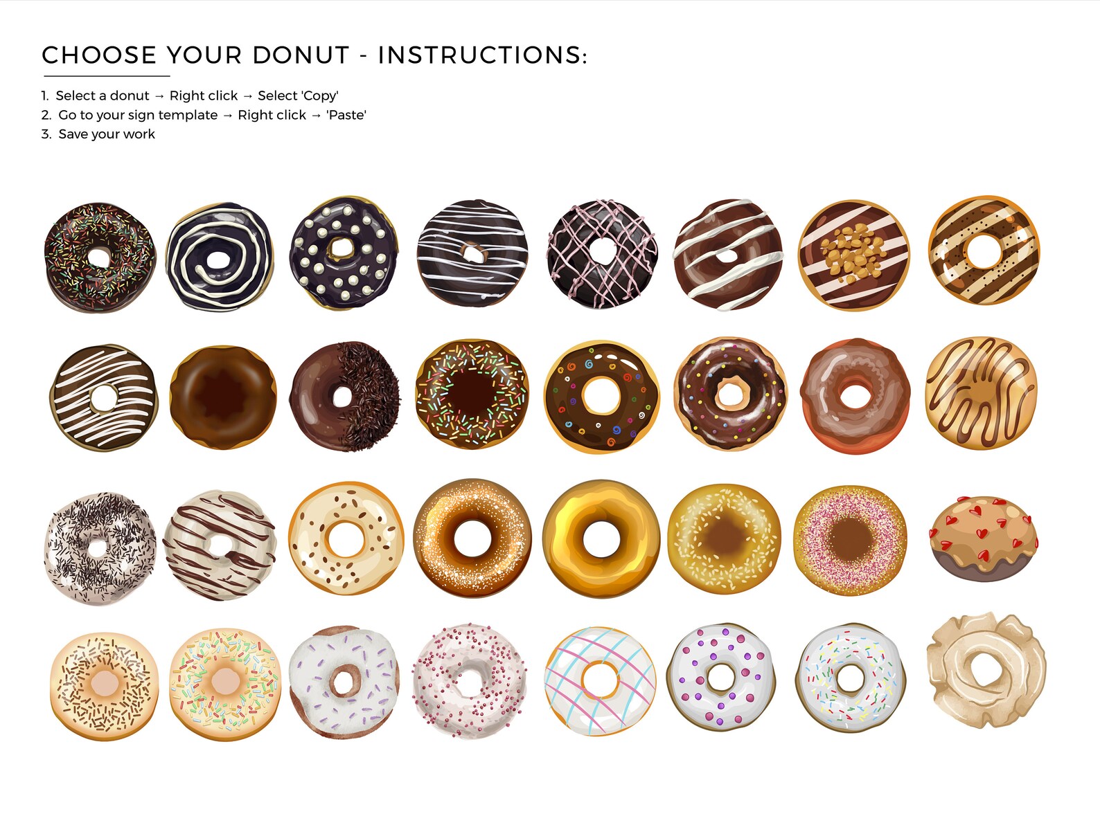 Juliette Minimalist Donut Bar Sign Template Pick From 88 Watercolor ...