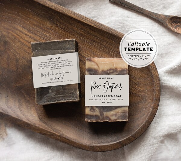 Editable Soap Wrapper Label Template for Canva. Organic Printable Belly ...