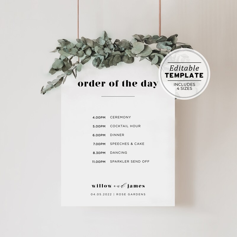 Order of Events - Etsy