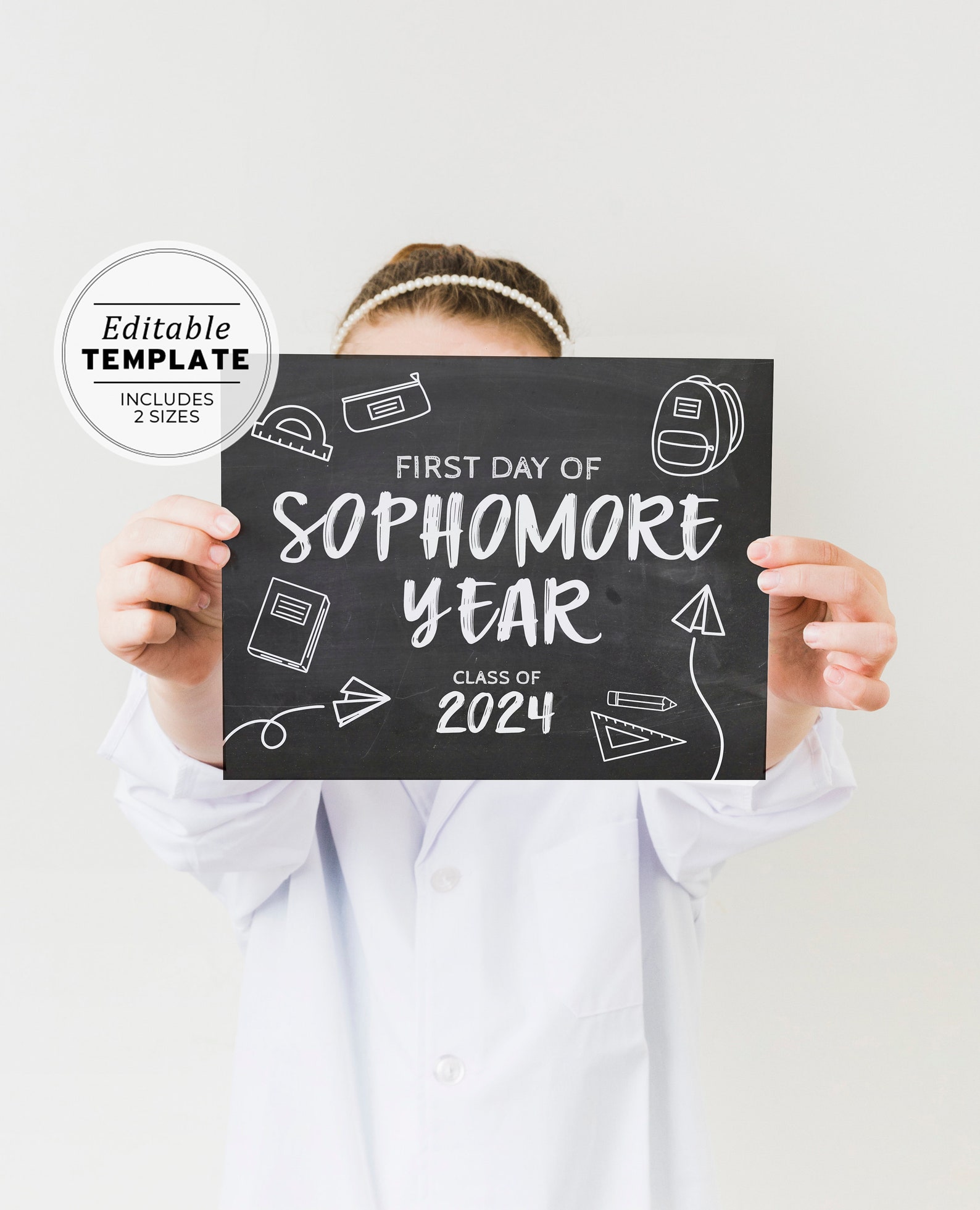 First Day Of Sophomore Year Back To School Chalkboard Sign Etsy