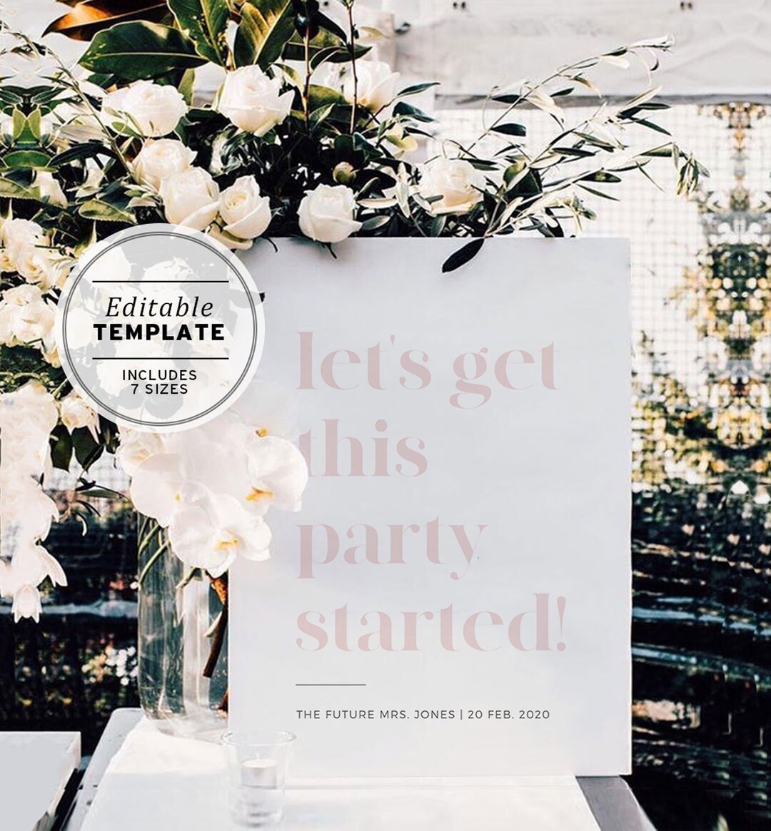 Lets Get This Party Started Bridal Shower Welcome Sign - Etsy