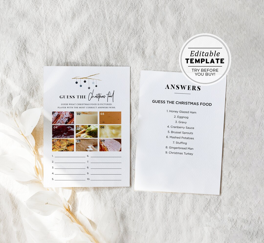 Guess the Christmas Food Game, Printable Holiday Game, Christmas Party ...