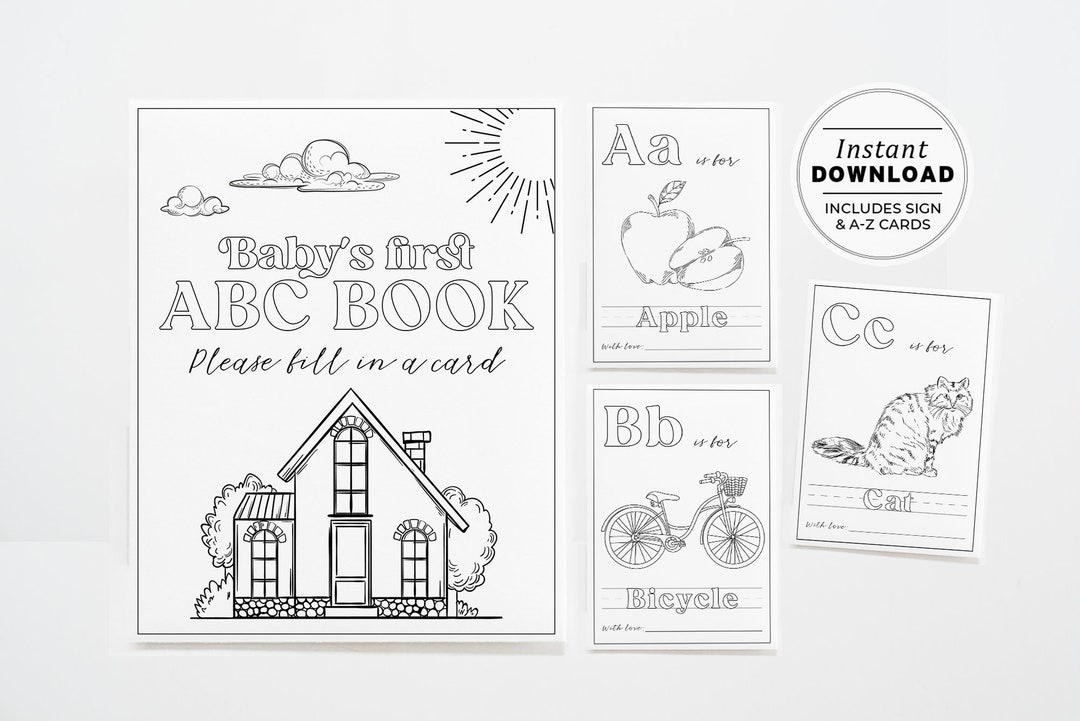 Montessori ABC Baby Shower Coloring Book, Baby's First ABC Book, Baby ...
