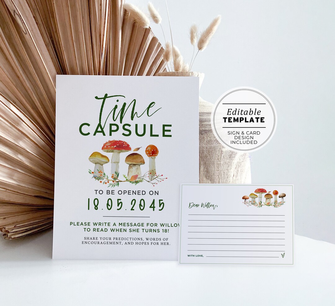 Time Capsule Template, First Birthday Time Capsule, Birthday Party ...