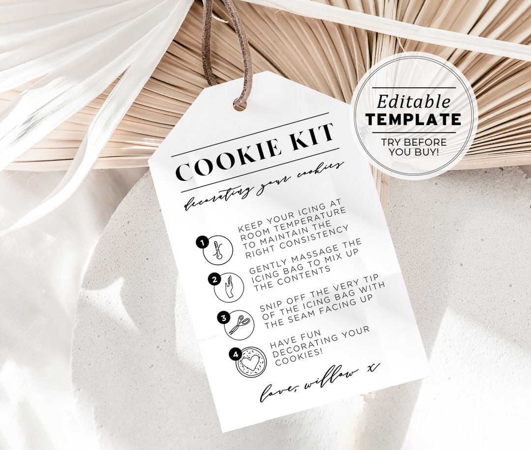 Mr White Minimalist Cookie Kit Gift Tag Template, DIY Cookie Decorating ...