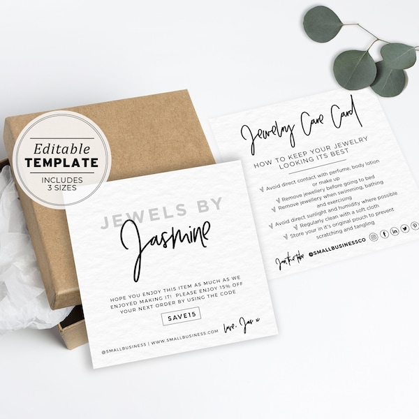 Jewelry Box Insert Card - Etsy
