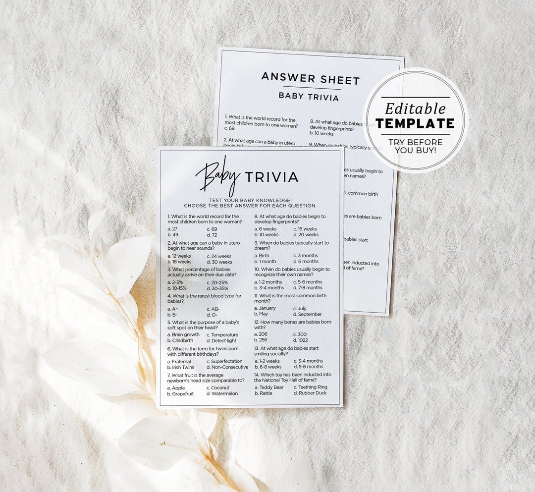 Baby Shower Games, Baby Shower Trivia Game, Trivia Questions, Trivia ...