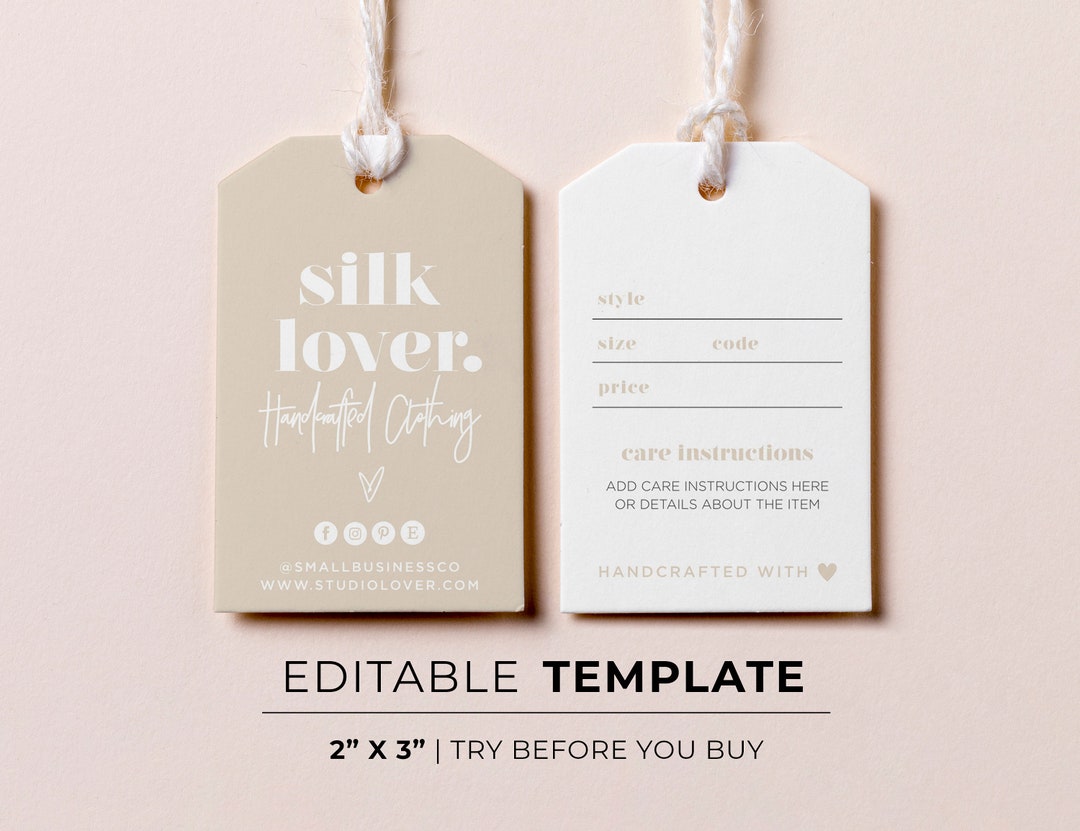 Scandi Minimalist Clothing Swing Tag Care Instructions Template ...