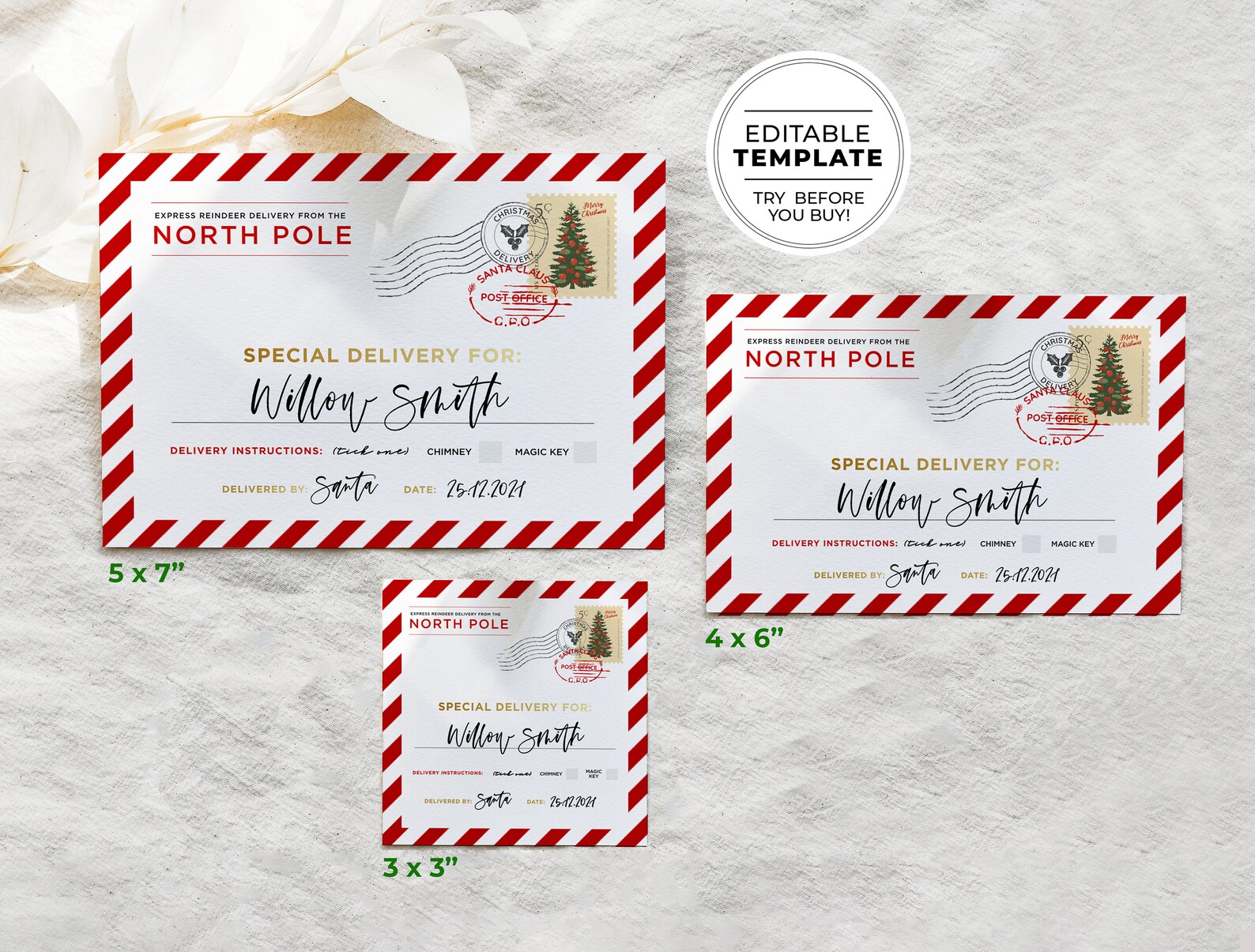 Editable Santa Mail Stickers Template, North Pole Shipping Label ...