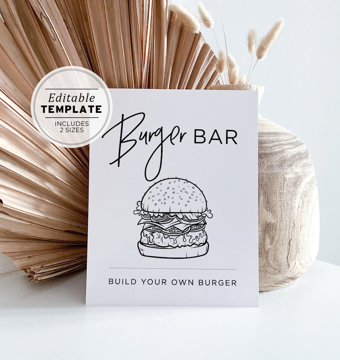 Juliette Minimalist Burger Bar Sign Printable Digital File - Etsy