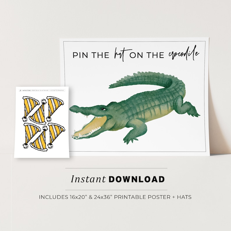 Pin the Hat on the Crocodile Kids Party Game Printable Poster - Etsy