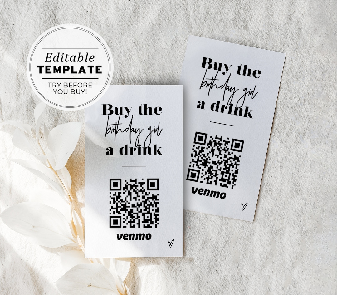 Buy the Birthday Girl a Drink Venmo Card, Paypal, QR Code, Cash App ...