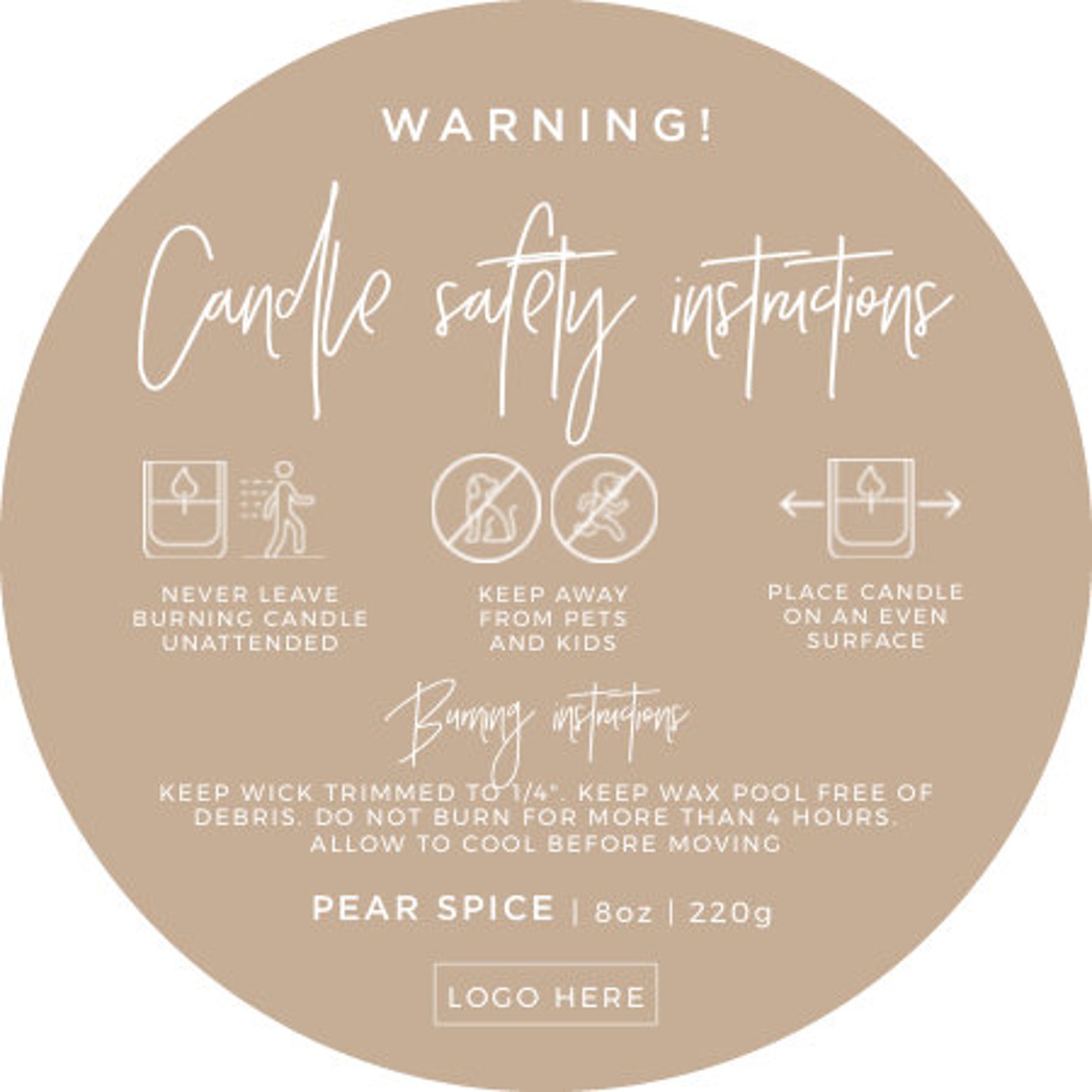 Candle Warning Label Template Printable Candle Safety - Etsy