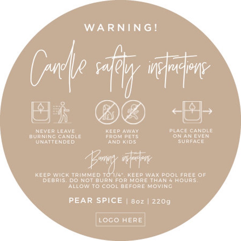 Candle Warning Label Template Printable Candle Safety - Etsy