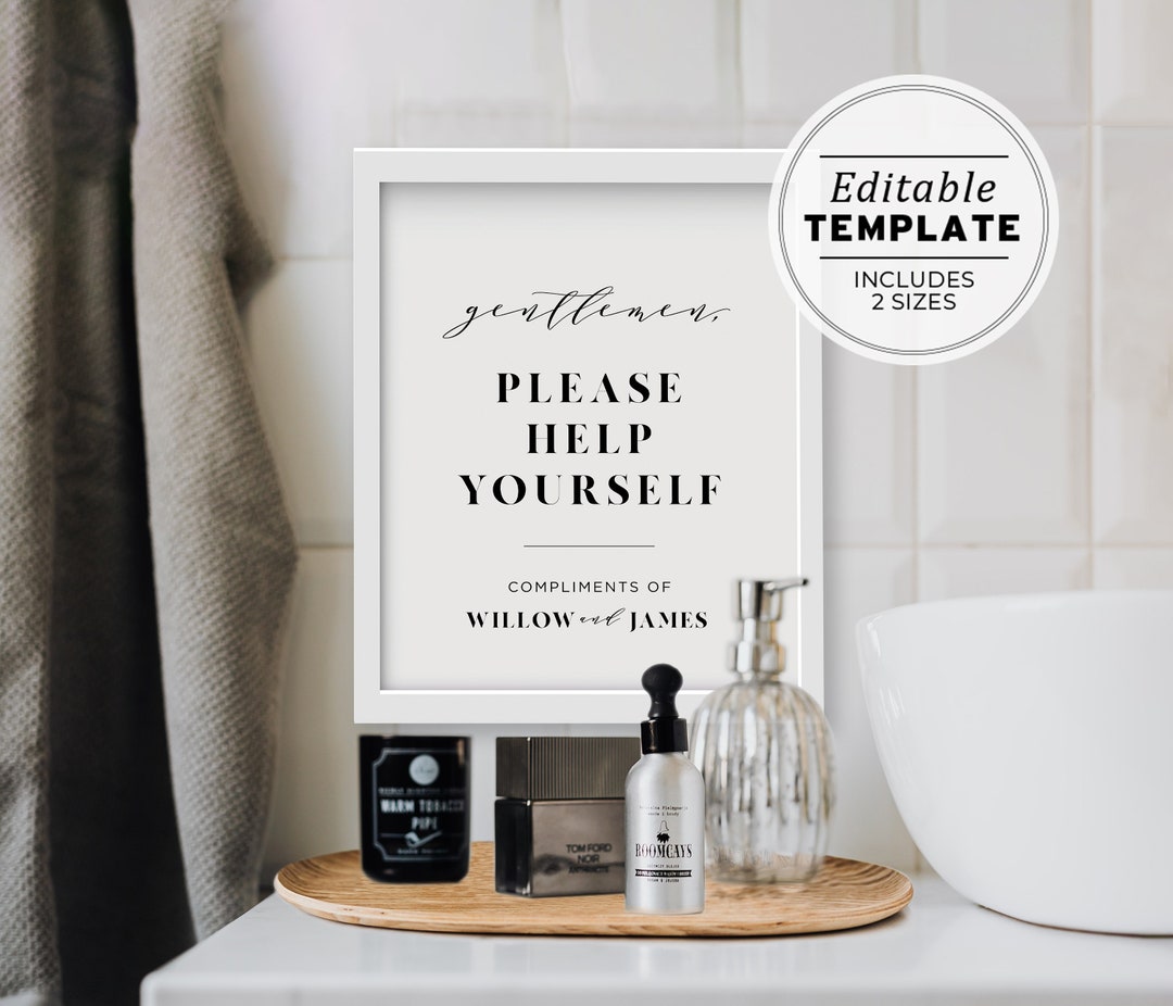 Mr White Minimalist Wedding Bathroom Basket Sign, Mens Bathroom Sign ...