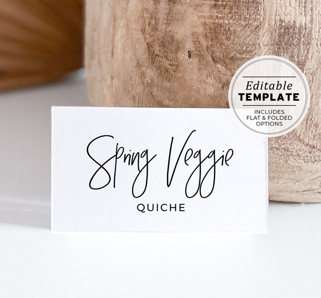 Buffet Dish Name Cards, Flat and Tented Options, Food Name Cards ...