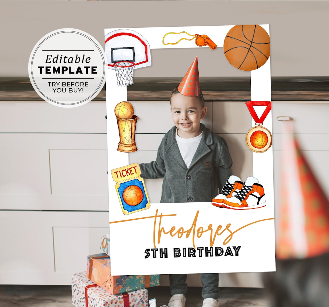 Minimalist Basketball Theme Kids Photo Frame Prop Frame Printable ...