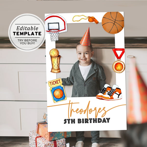 Basketball Photo Booth Template - Etsy