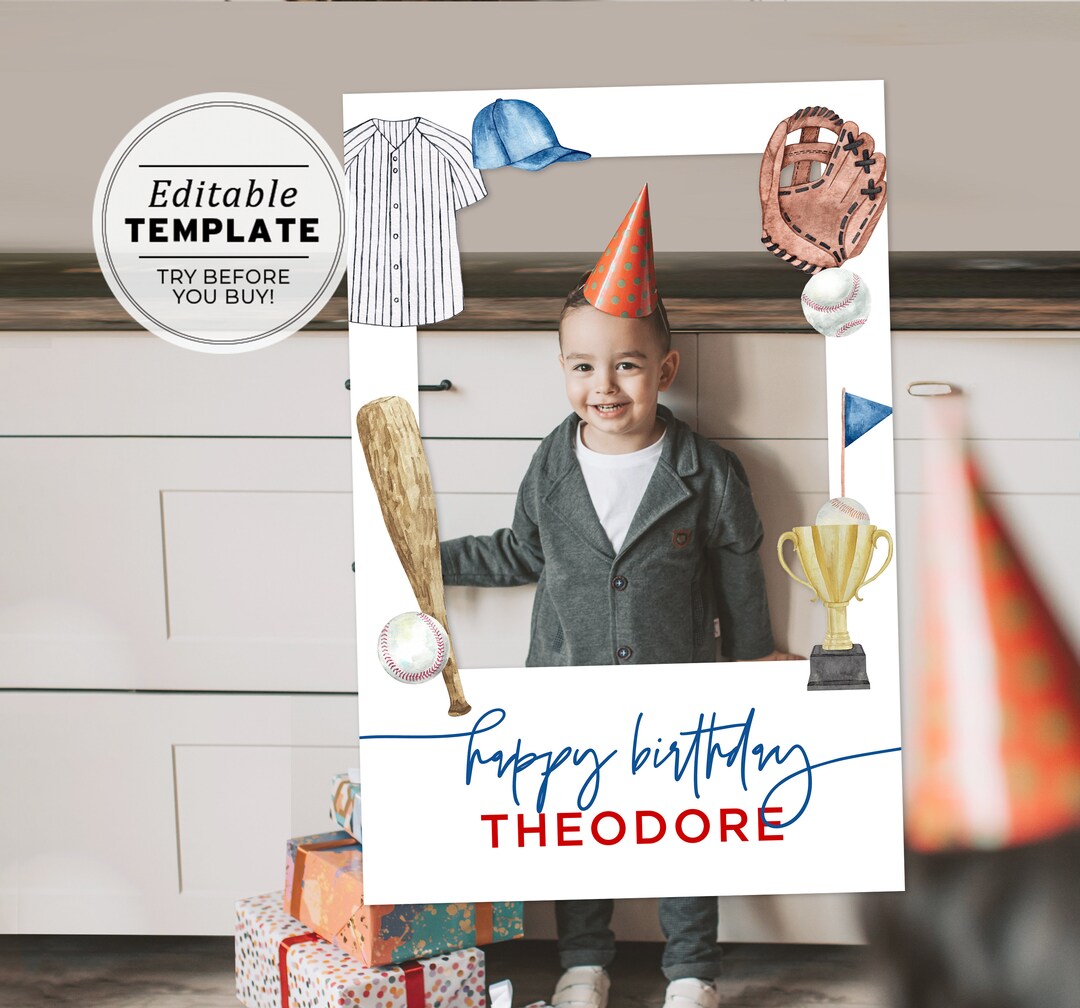 Minimalist Baseball Theme Kids Photo Frame Prop Frame Printable, Photo ...