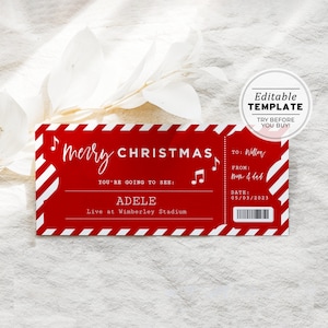Printable Christmas Concert Ticket Gift Template, Santa Gift ...