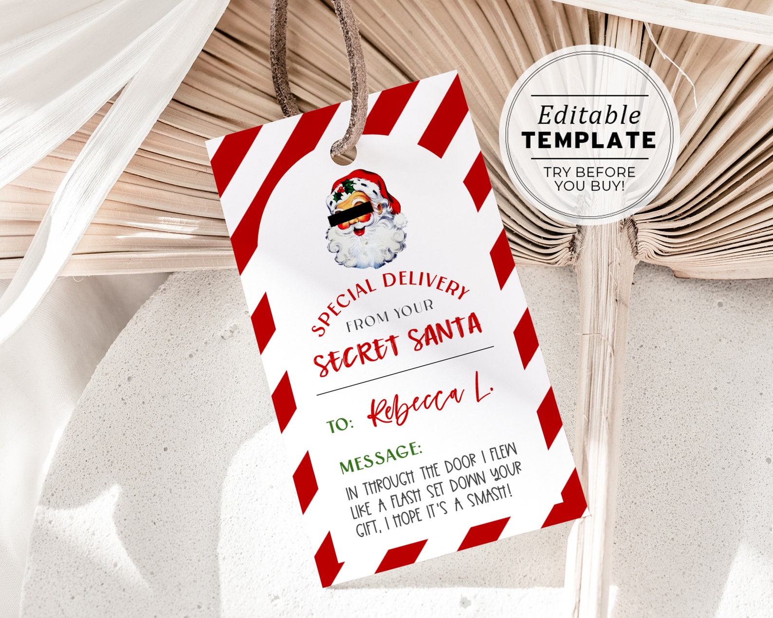 Secret Santa Christmas Gift Tag, Christmas Gift Tag, Secret Santa ...