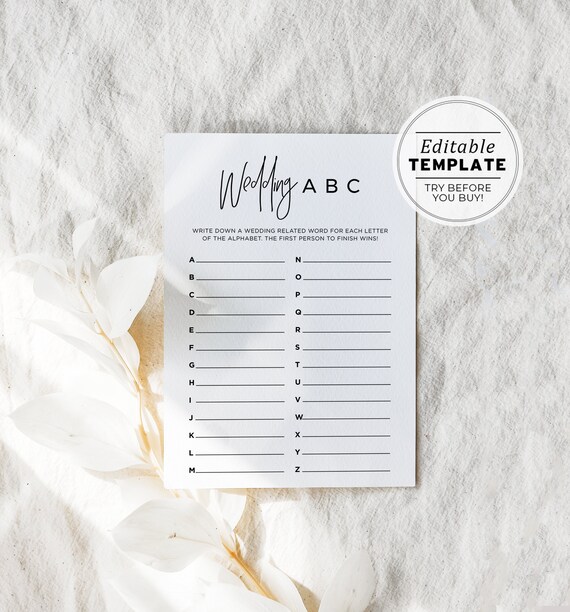 Juliette Wedding ABC Bridal Shower Game Wedding Shower Game - Etsy