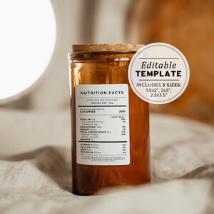 Minimalist Nutrition Facts Template - 3 Sizes: 1.5x2" / 2x3"/ 2.5x3.5 ...