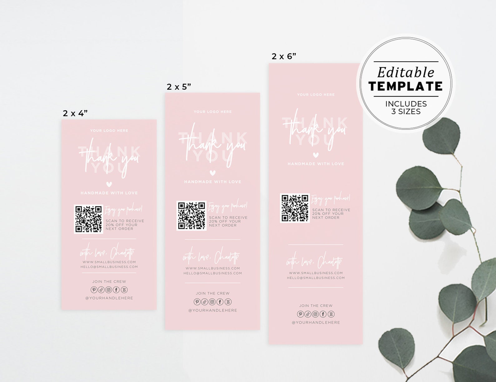 Minimalist Box Packaging Label 3 Sizes: 2x4" / 2x5" / 2x6" EDITABLE ...