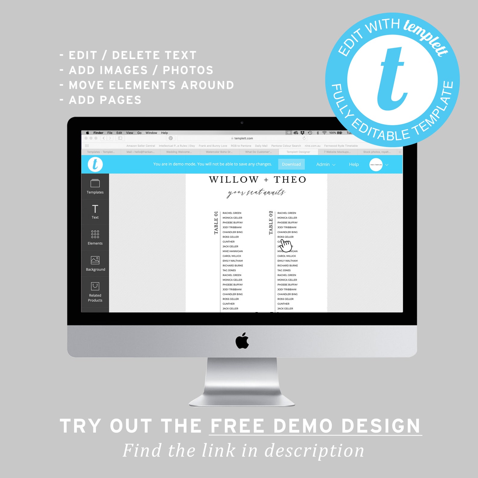 Theo Minimalist Wedding Seating Chart Template, Wedding Seating Sign ...