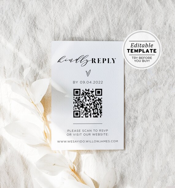Mr White QR Code Response Card Qr Code Rsvp Card Rsvp - Etsy