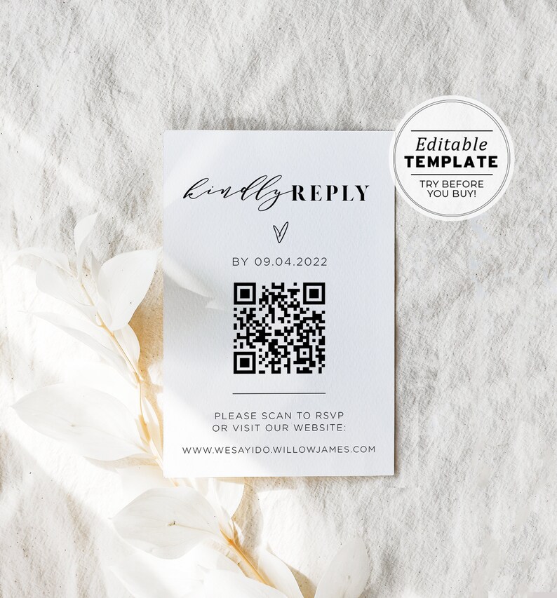 Mr White QR Code Response Card, Qr Code Rsvp Card, Rsvp Online ...