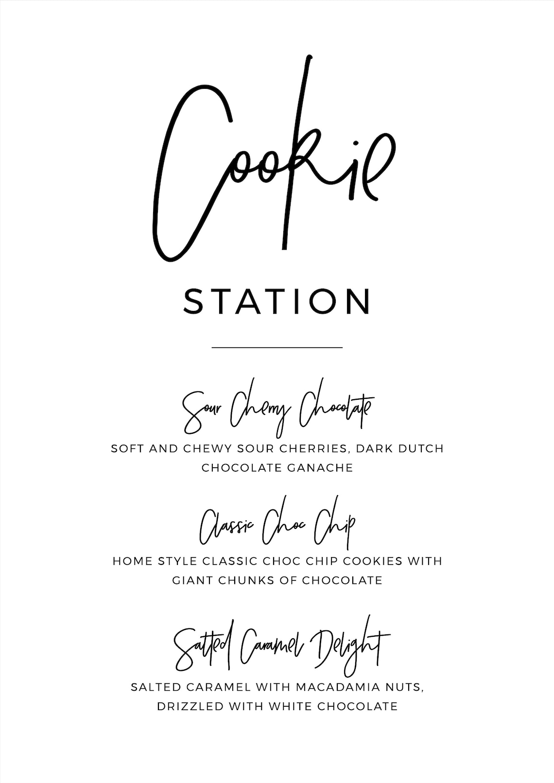 Juliette Minimalist Cookie Station Sign Cookie Menu Printable | Etsy