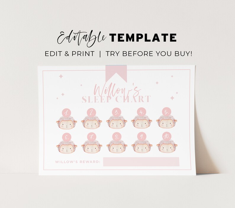 Editable Sleep Rewards Chart Counting Sheep Sleep Training - Etsy