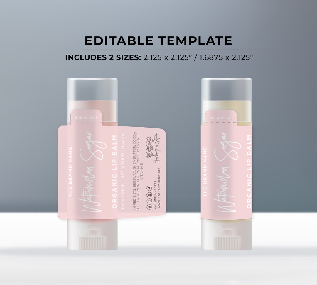 Lip Balm Custom Wrap Around Label - 2 Sizes: 2.125x2.125" / 1.6875x2 ...