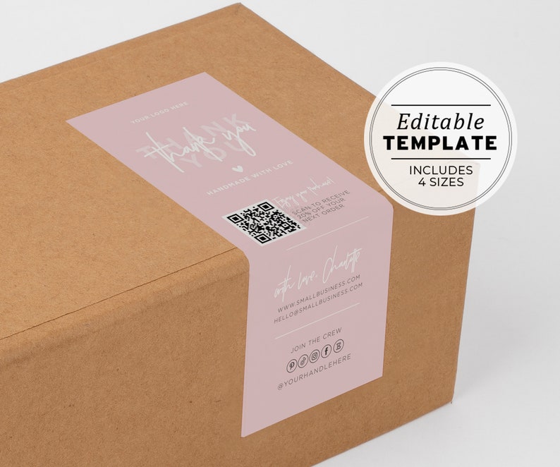 Minimalist Box Packaging Label 3 Sizes: 2x4" / 2x5" / 2x6" EDITABLE ...