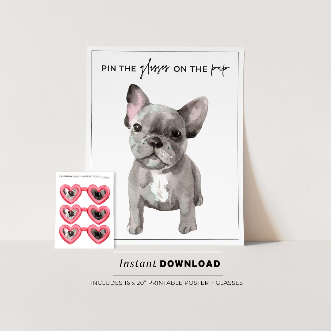 Pin the Glasses on the Frenchie Kids Party Game Printable Poster ...