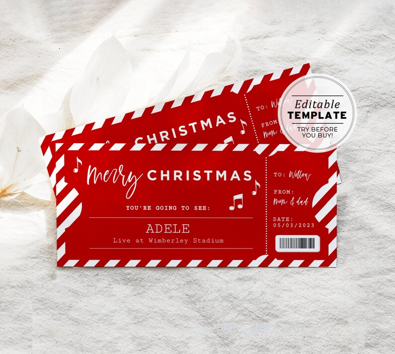 Printable Christmas Concert Ticket Gift Template, Santa Gift ...