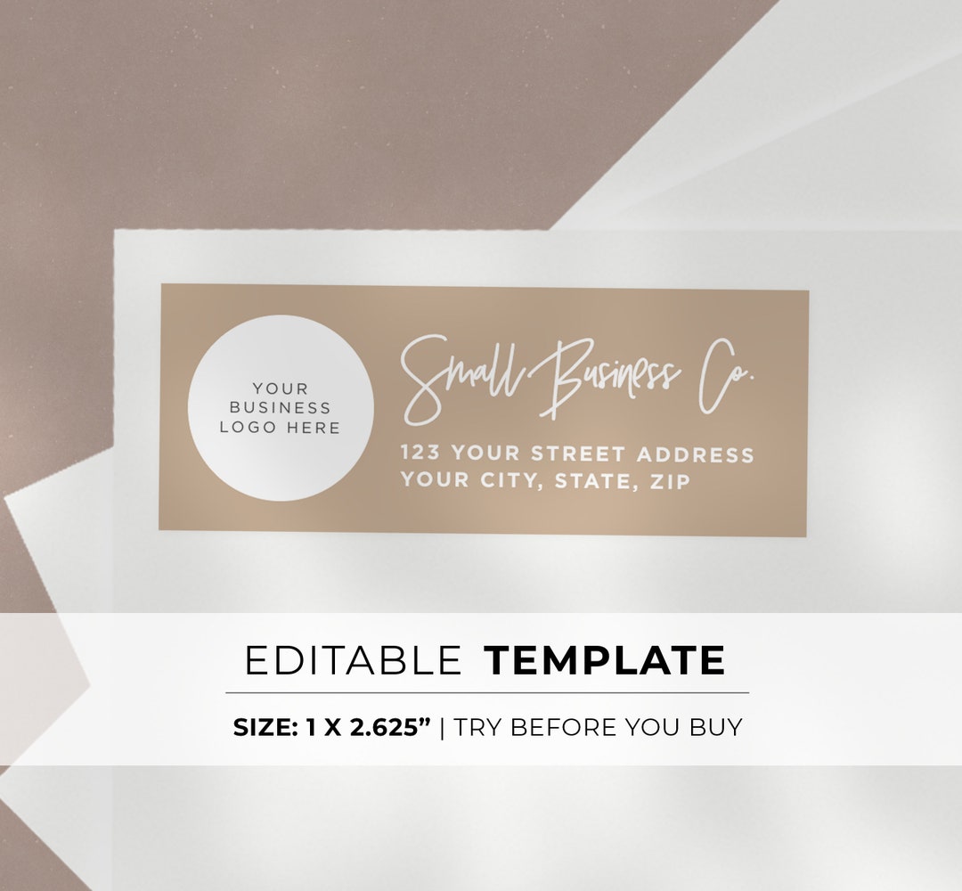 Business Return Address Envelope Label Template - 1x2.625" | EDITABLE ...