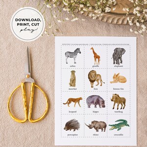Safari Animal Bingo Kids Party Game, Printable Birthday Party Game ...
