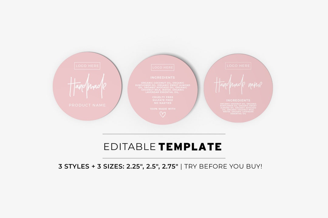 Blush Ingredients Label Template, Jar Label - 3 Sizes + 3 Styles - 2.25 ...