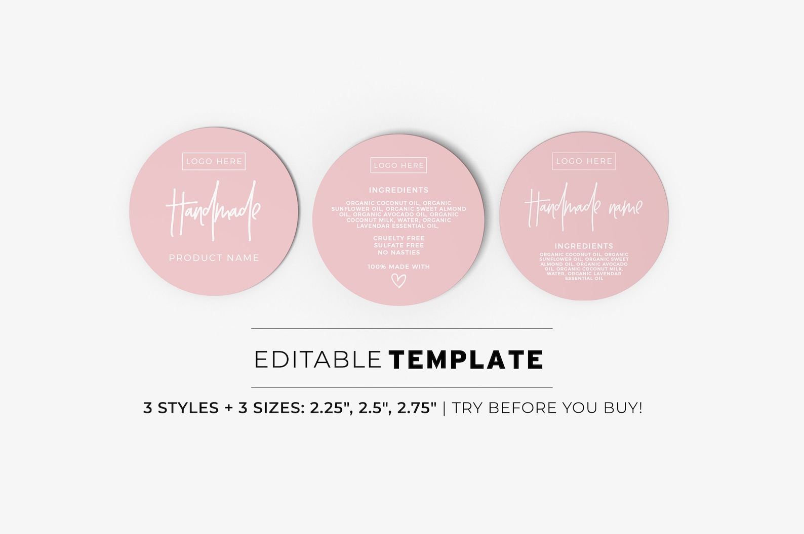 Blush Ingredients Label Template Jar Label 3 Sizes 3 - Etsy