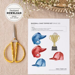 Printable Baseball Cake Topper, Watercolor Baseball Centerpieces ...