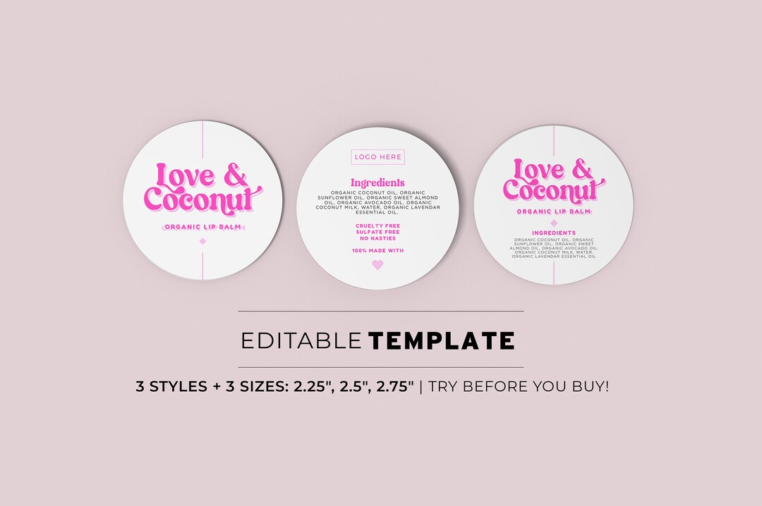 Kylie Pink Ingredients Label Template, Jar Label - 3 Sizes + 3 Styles ...