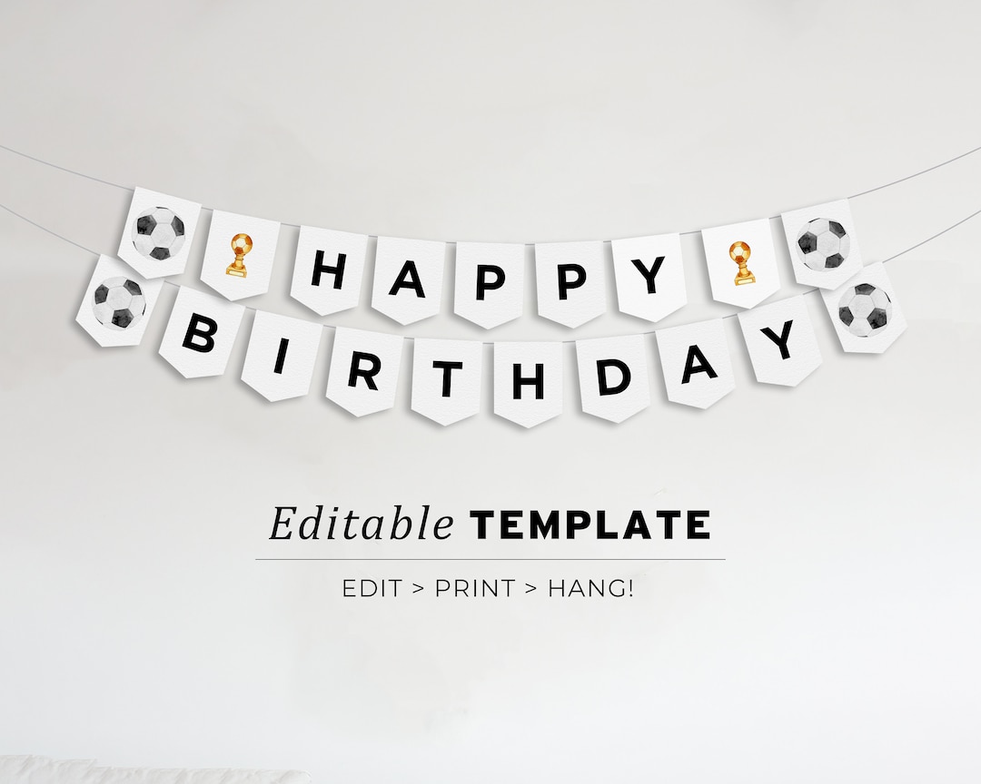 Printable Football Birthday Banner, Happy Birthday Sign, Happy Birthday ...