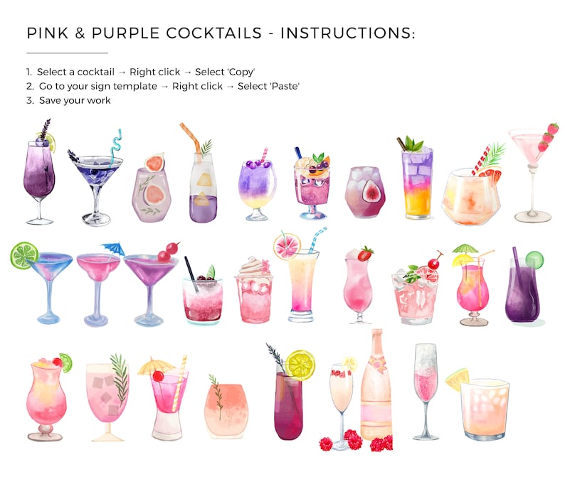 Bar Menu Template Watercolor Editable Drink Menu Sign - Etsy