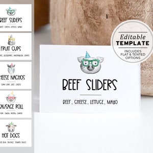 Party Farm Animals Buffet Food Name Card Sign, Party Animal Themed ...