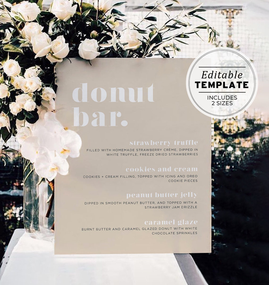 Scandi Minimalist Donut Bar Menu Sign Template, Donut Menu Template ...