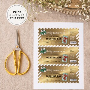 Printable Shopping Spree Christmas Gift Voucher, Shopping Day Gift ...